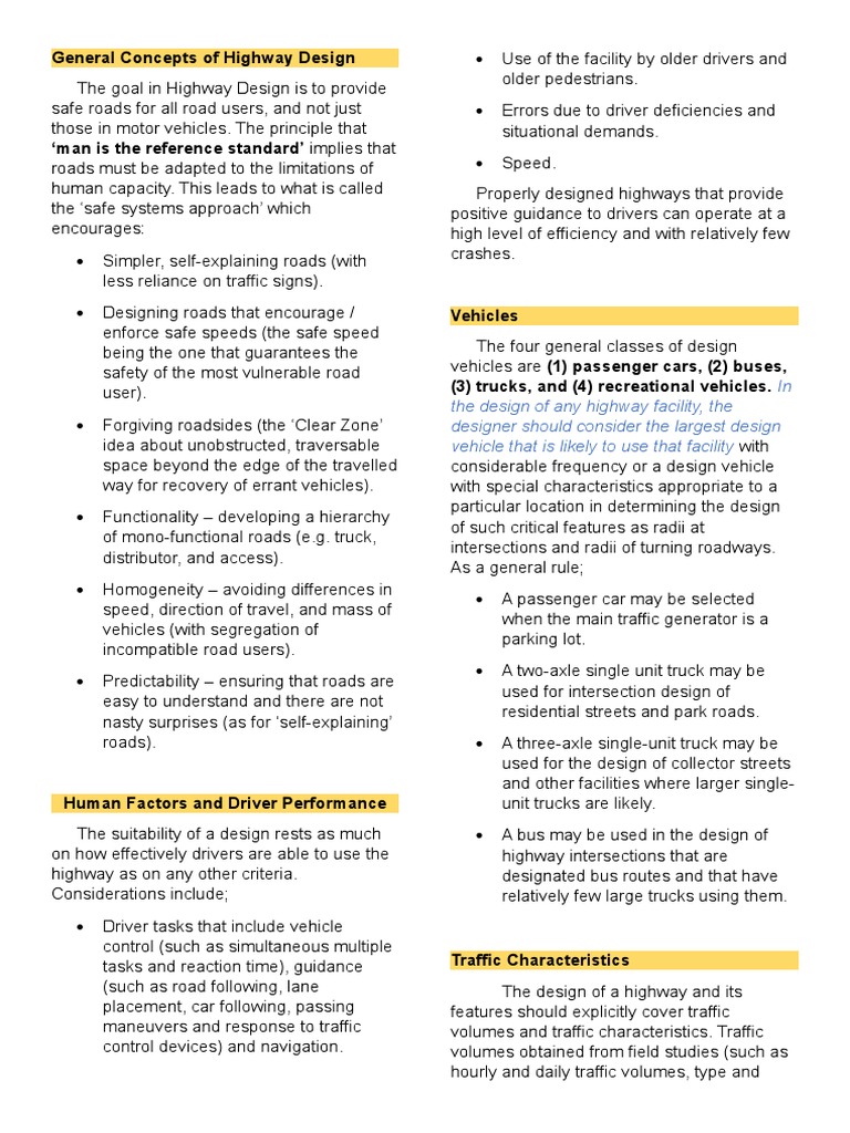 Highway Design Concepts and Classifications | PDF | Traffic | Road
