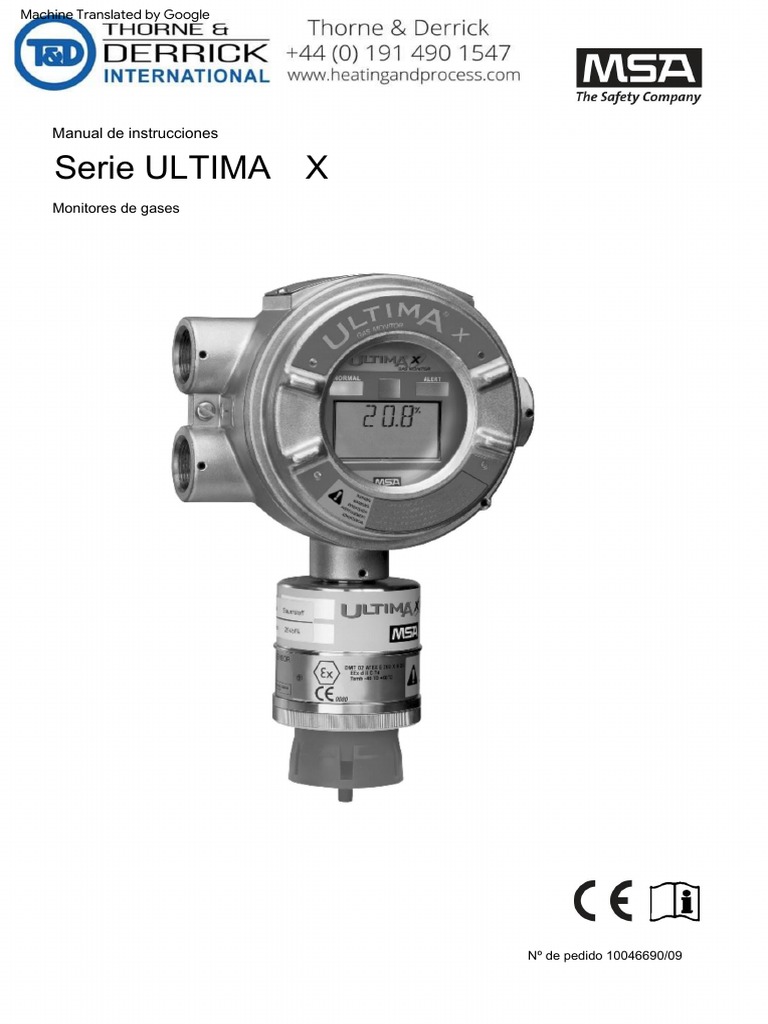 MSA Ultima X Series Gas Detector Operating Manual | PDF | Oxígeno | Etanol