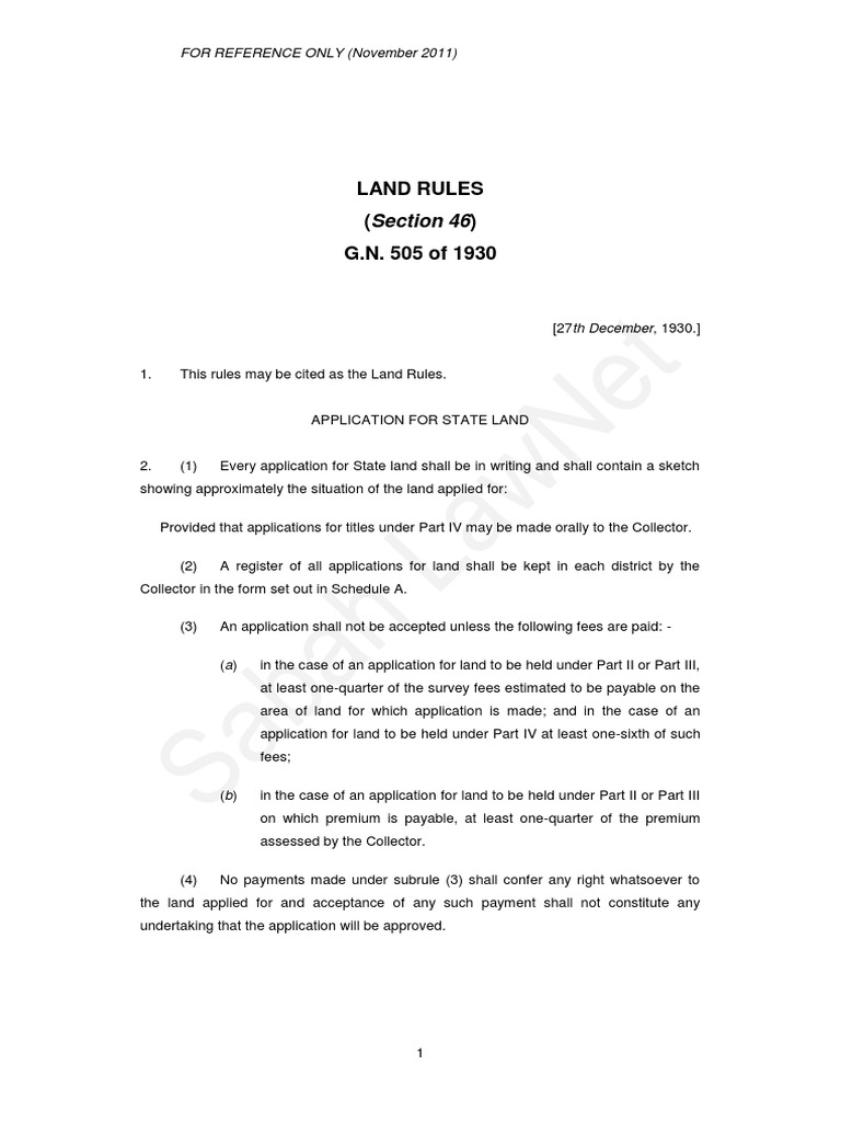 Sabah Land Rules (Sec 46) | PDF