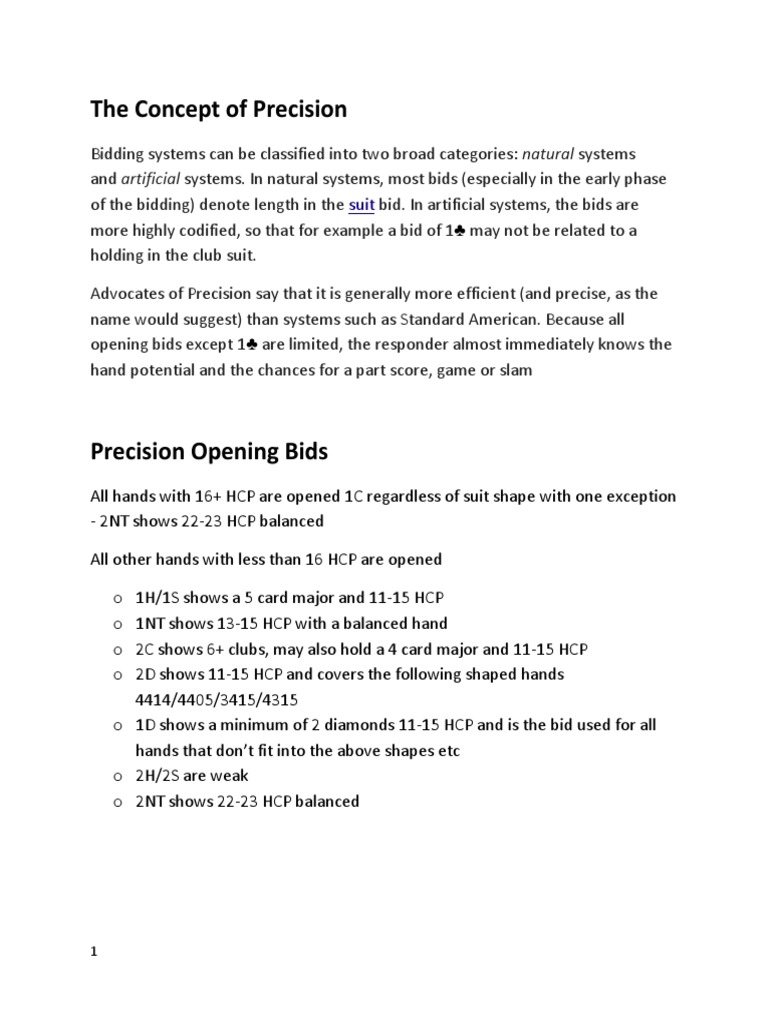 Introduction To Precision Bridge | PDF | French Deck Card Games | Games ...