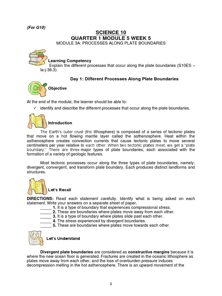 Science Grade-10 Quarter-1 Week-5 Module-5 | PDF | Plate Tectonics | Applied And ...