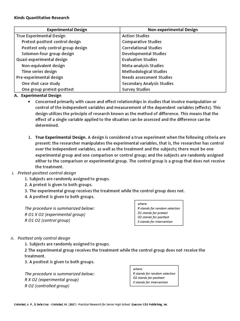 Types of Quantitative Research Designs | PDF | Survey Methodology ...