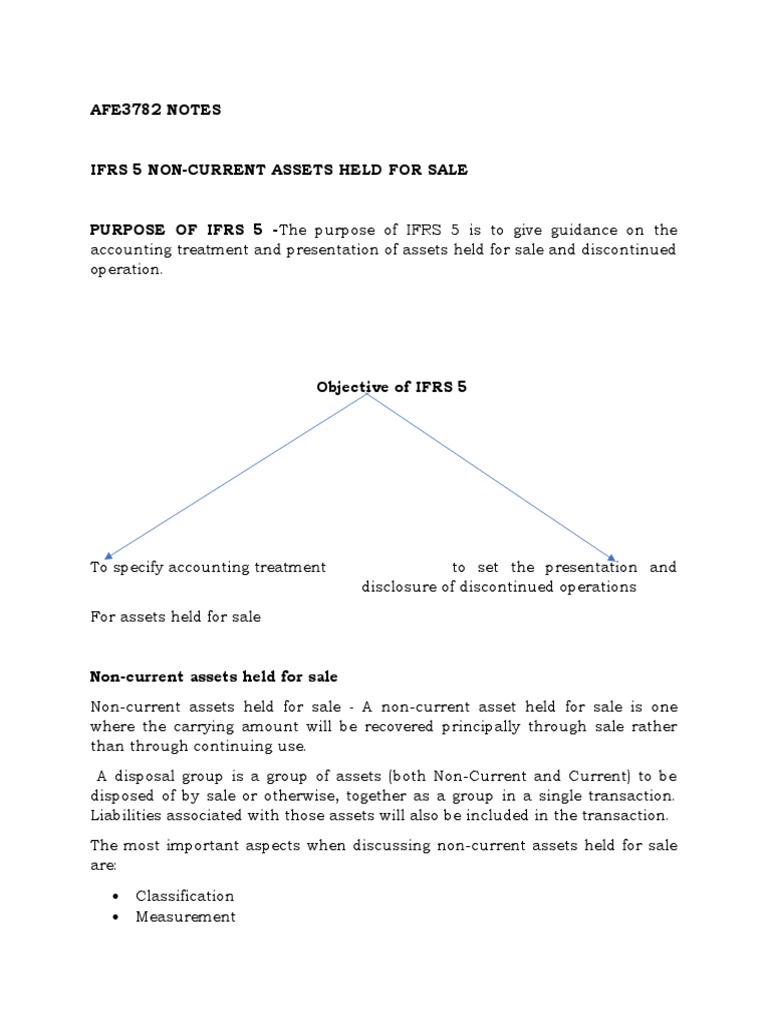 IFRS 5 - Non-Current Assets Held For Sale - AFE3782 NOTES | PDF | Fair ...