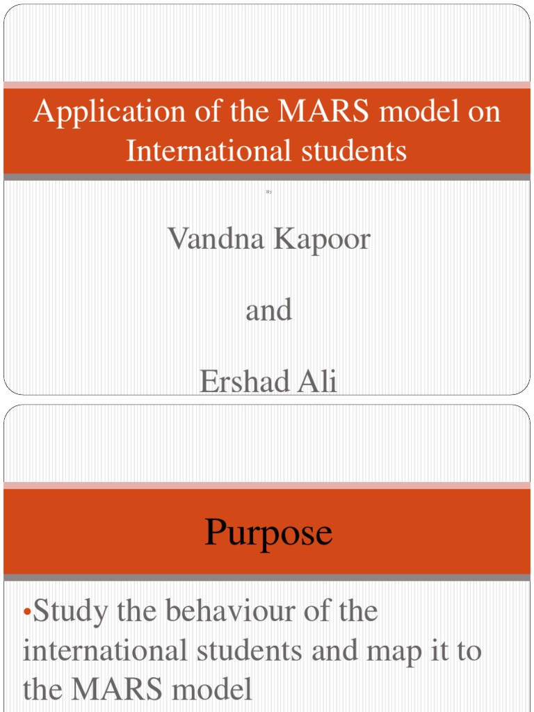 Application of The MARS Model of International Students | PDF | Career ...
