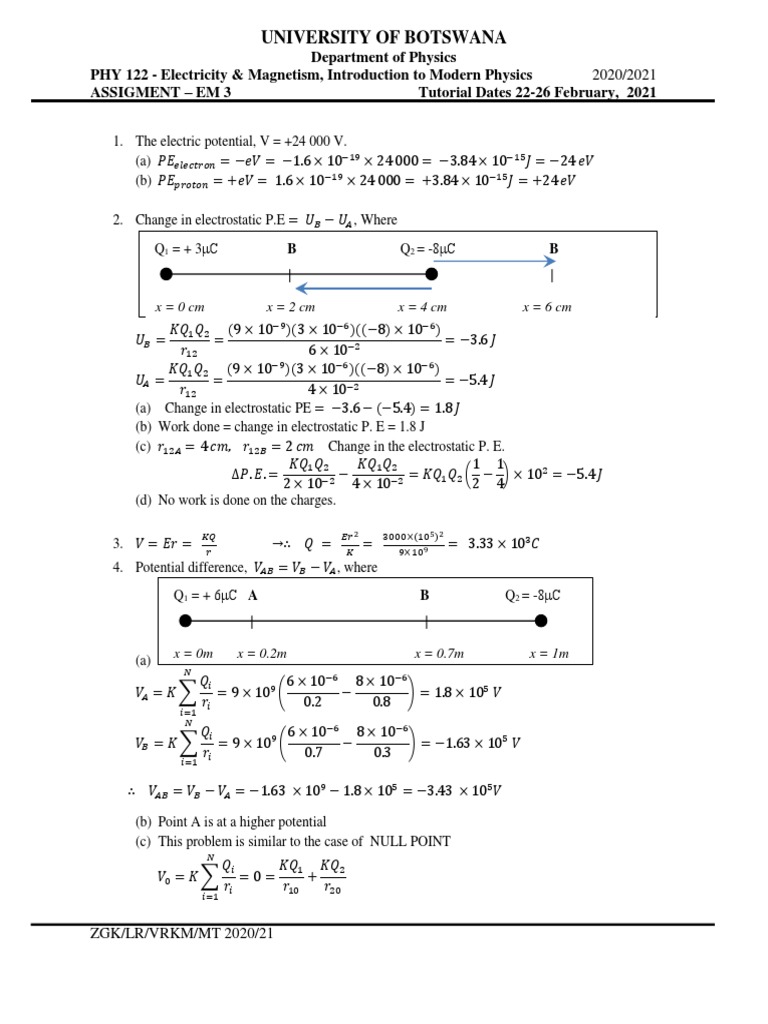 PHY122 EM3 2021 Solns | PDF