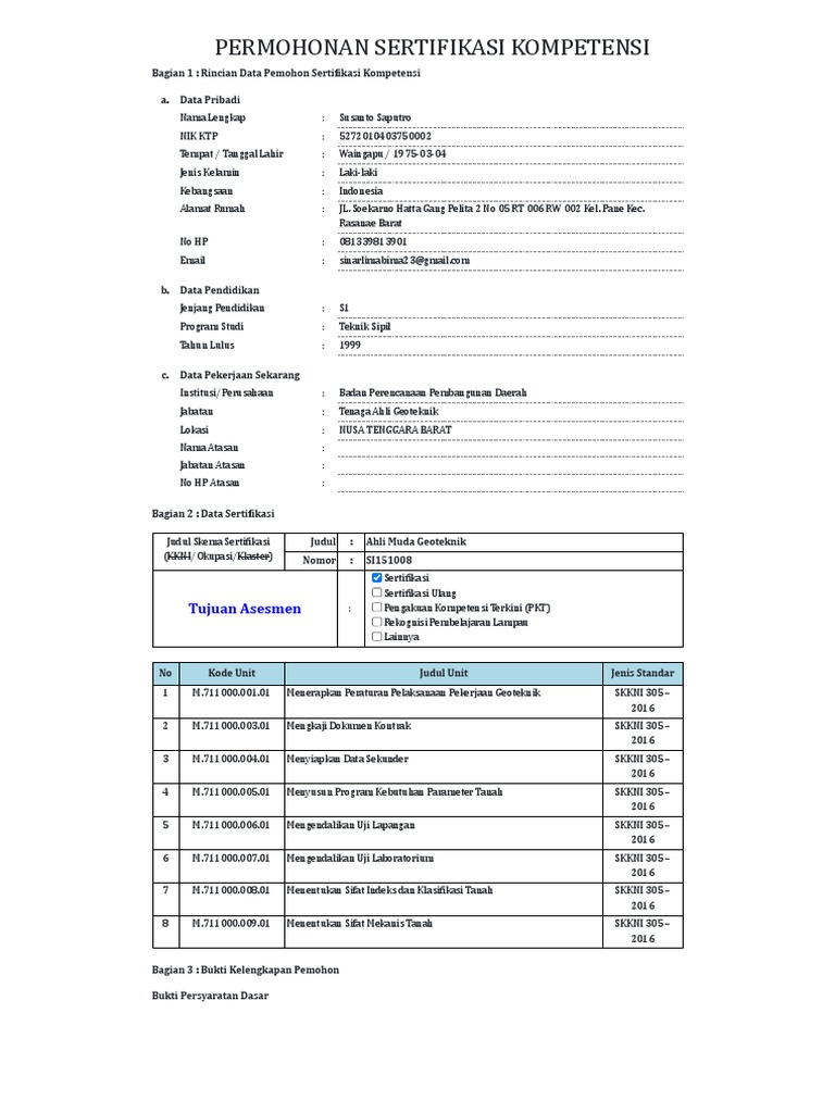 Permohonan Sertifikasi | PDF