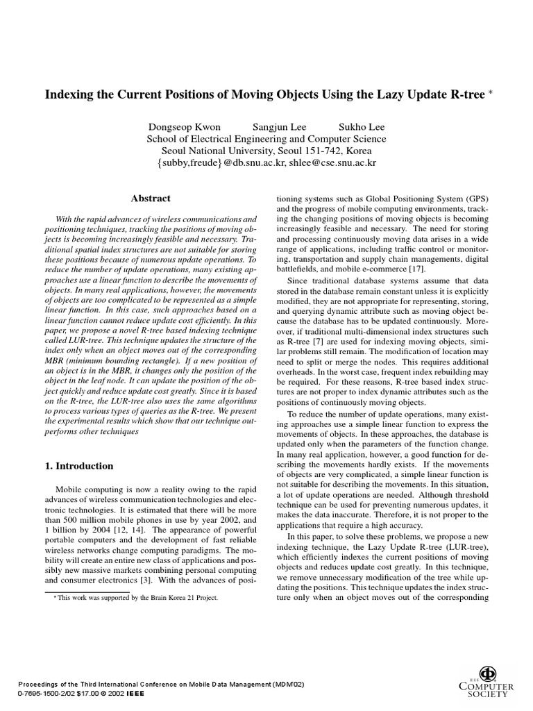 Nhom 9 Indexing The Current Positions Of Moving Objects Using The Lazy Pdf