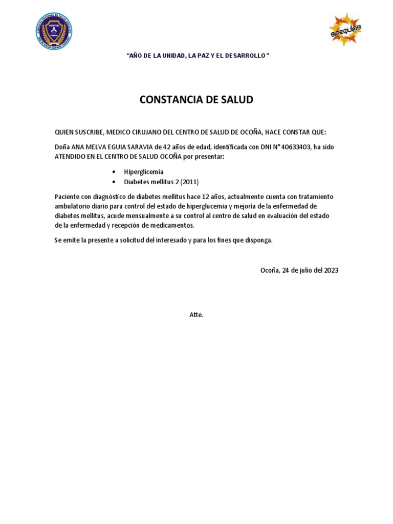 Constancia de Salud | PDF