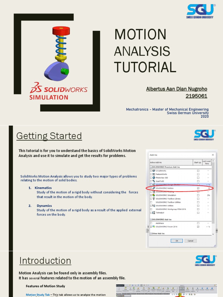 Solidworks Motion Analysis Tutorial - AlbertusAan | PDF | Force ...