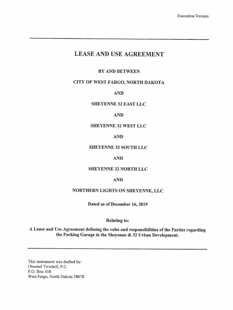 Sheyenne 32 Lease Use Agreement - Fully Executed | PDF