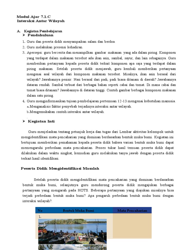 Modul Ajar Interaksi Antar Wilayah | PDF