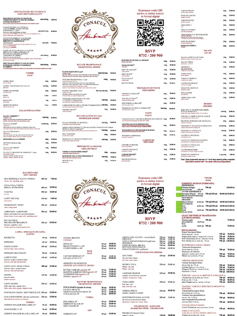 Meniu-Conacul-Ambient | PDF