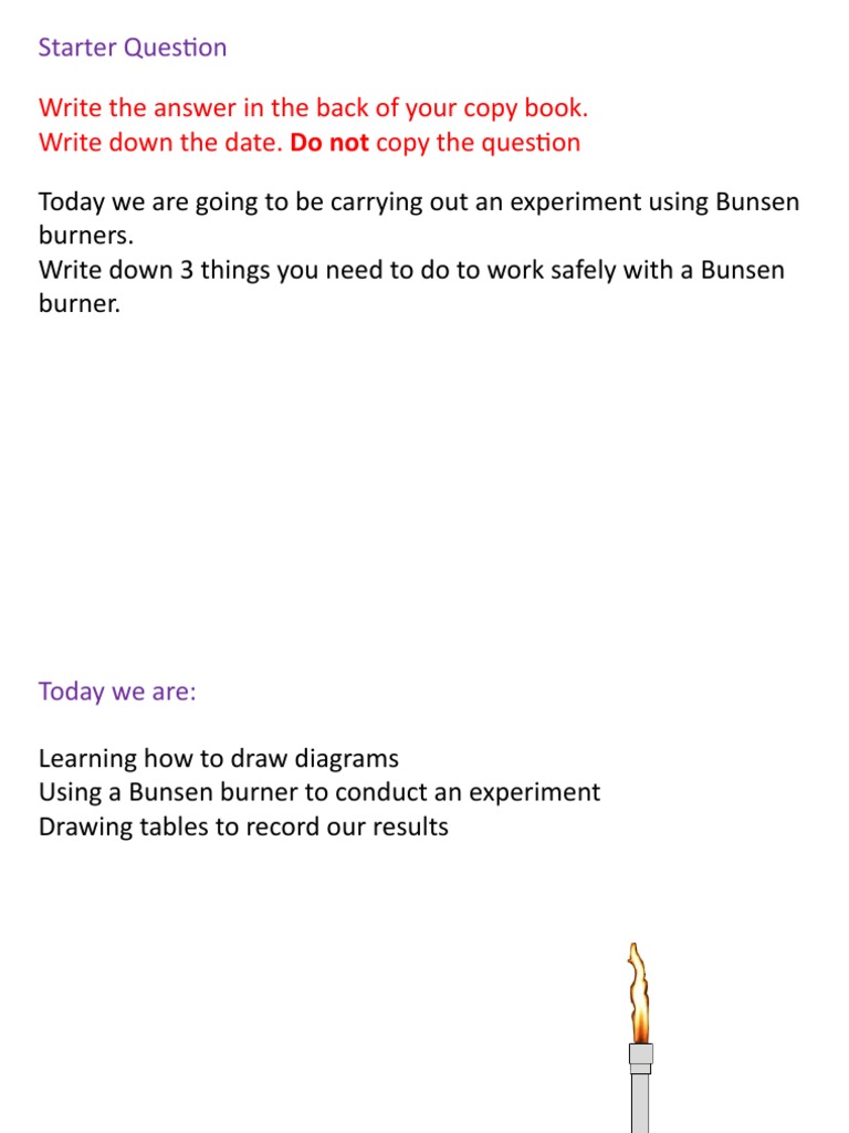 Bunsen Burner Experiment Guide | PDF