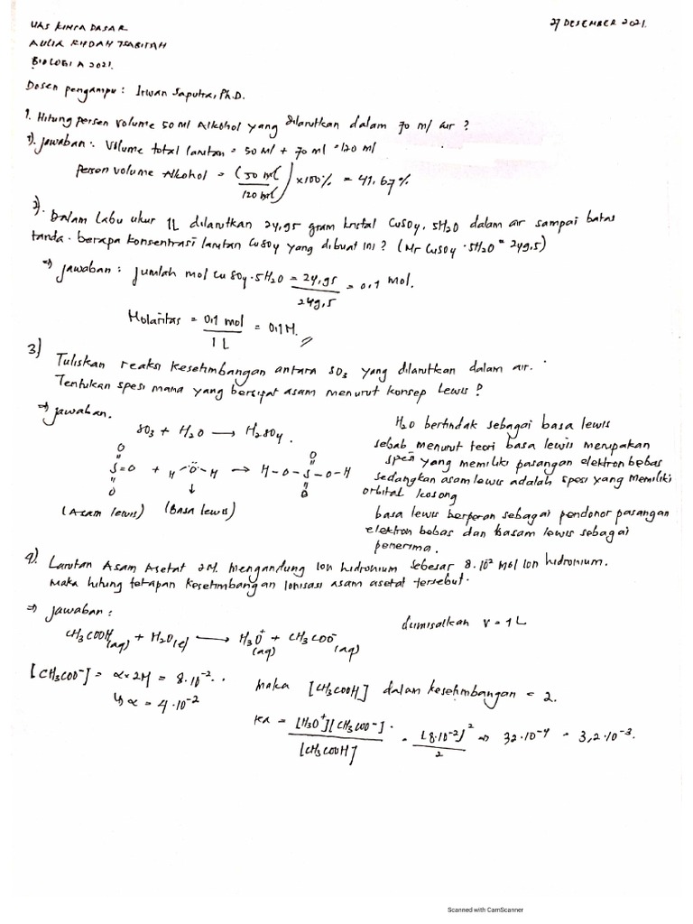 UAS KIMDAS 115 Biologi UNJ | PDF
