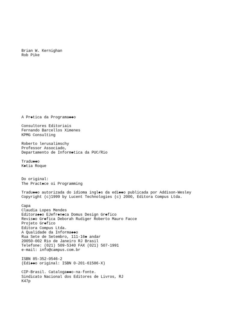 A Prática Da Programação - Brian W. Kernighan | Download grátis PDF ...