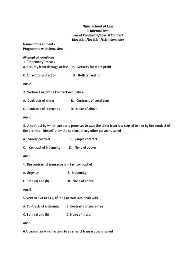 II Internal Exam-2021 | PDF