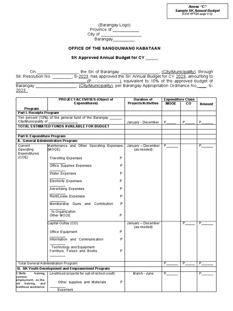 3.5 SK MC - Annex C - Sample SK Aab | PDF | Expense | Economies