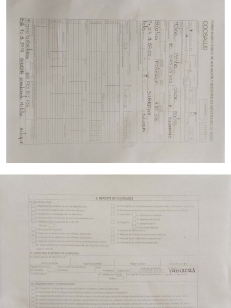 Formato de Coosalud.. | PDF