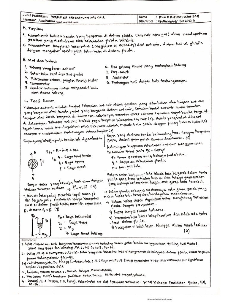 Laporan Akhir Fisika Dasar Koefisien Kekentalan Zat Cair | PDF