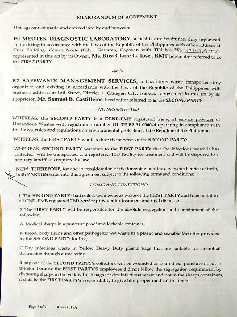 Notarized Memorandum of Agreement | PDF