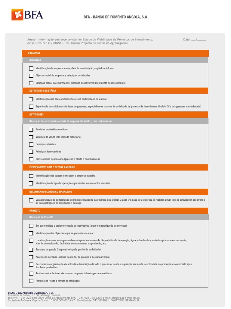 Bfa - Checklist Estudo de Viabilidade | PDF | Negócios