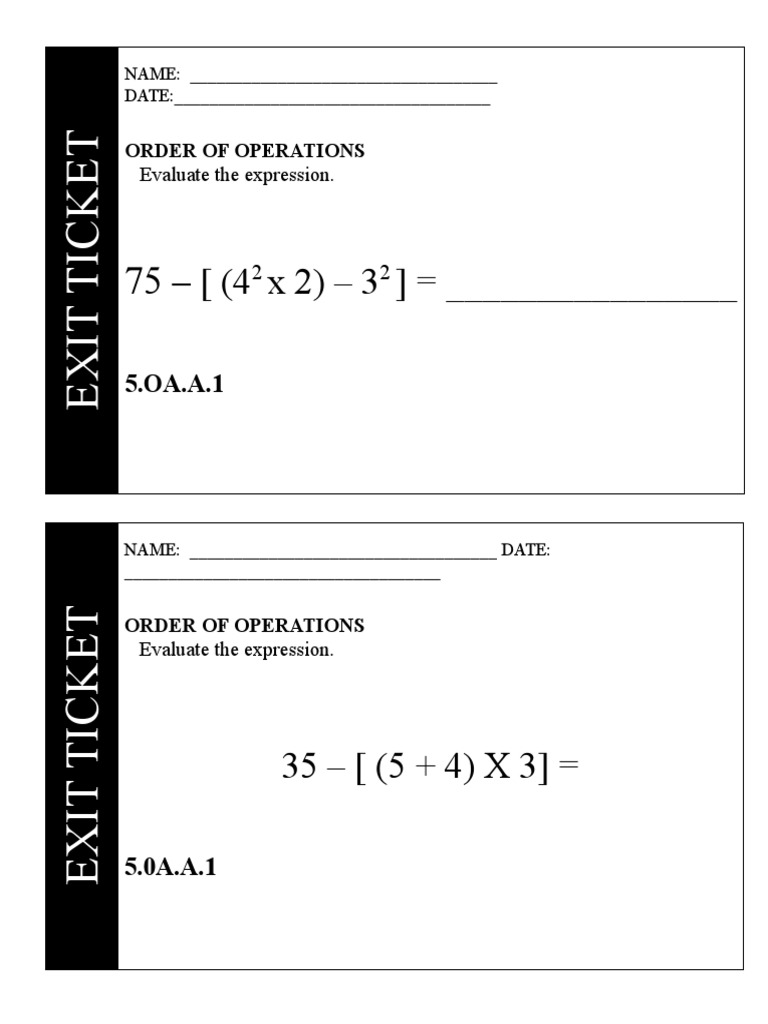 5.oa Exit Tickets | PDF