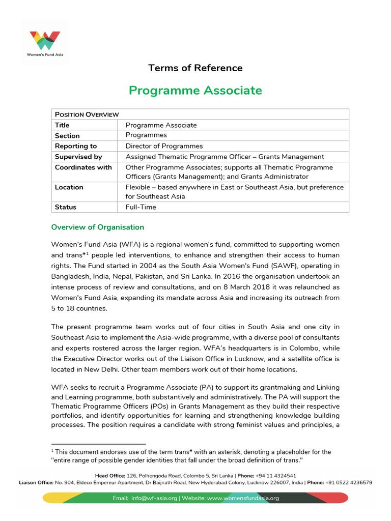 TOR Programme Associate | PDF