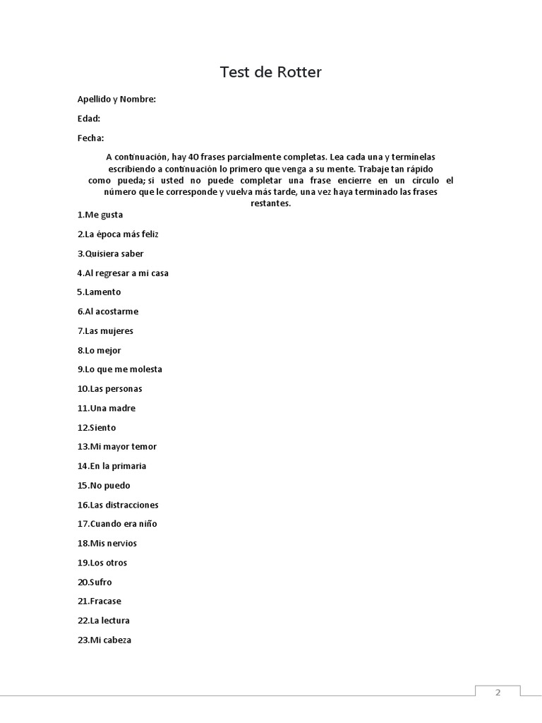 Test de Rotter | PDF