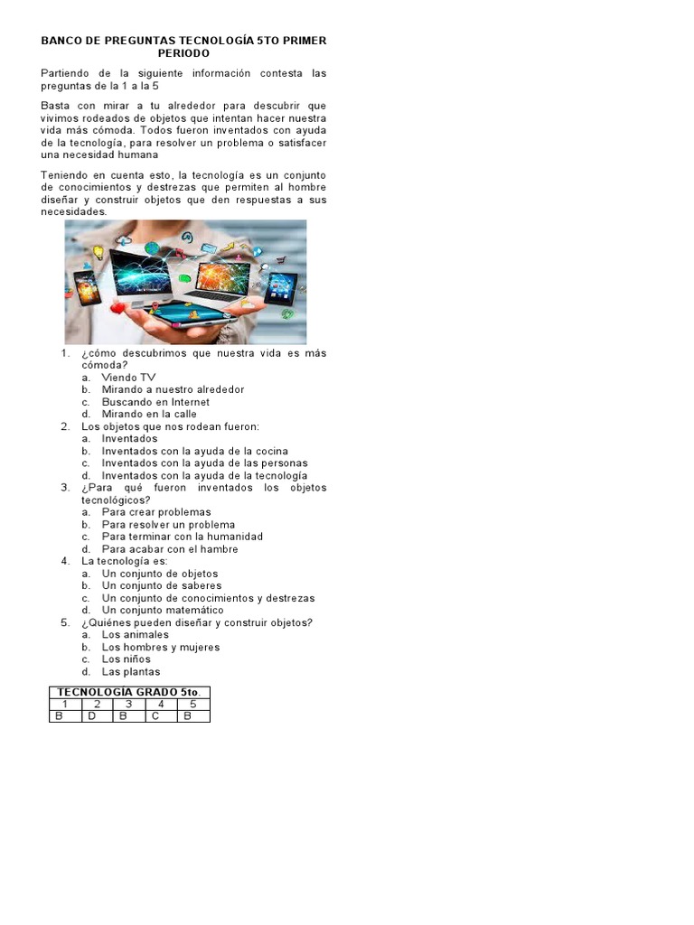 Preguntas de Tecnología 5to Grado | PDF