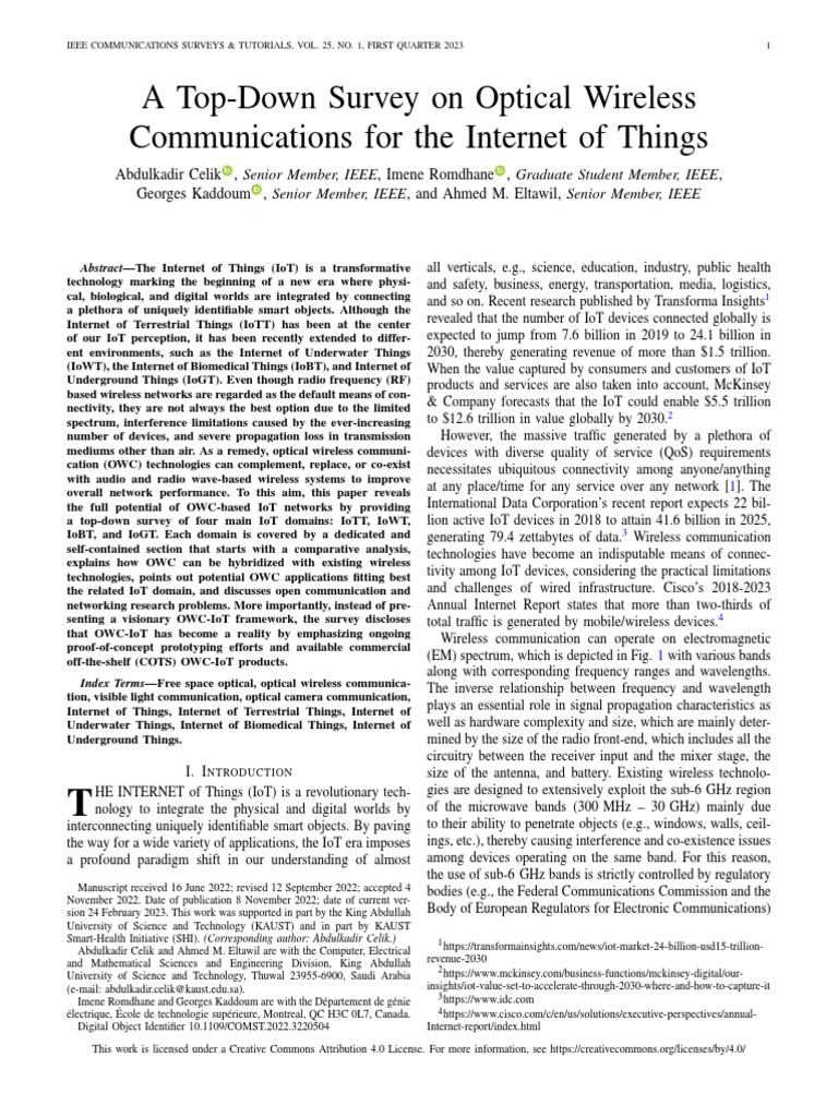 A Top-Down Survey On Optical Wireless Communications For The Internet ...