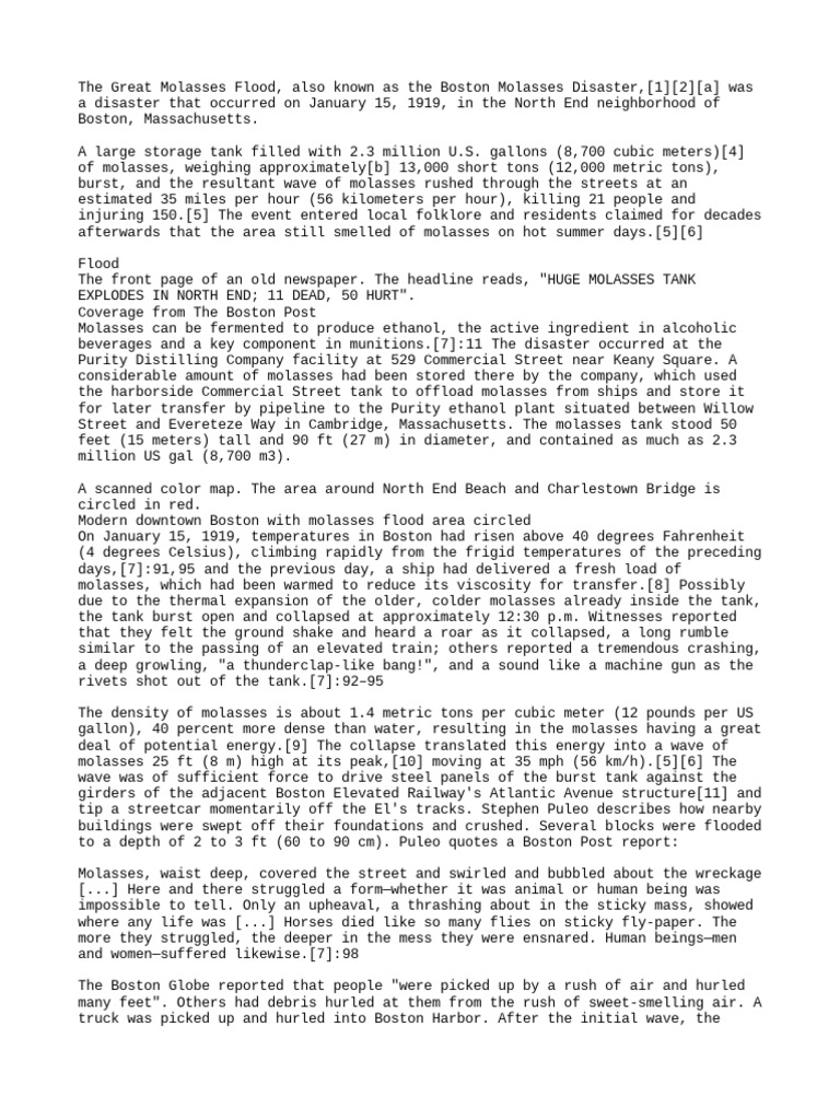 Boston Molasses Flood Overview | PDF