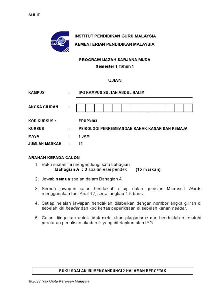 Ujian 1 Edup3103 | PDF