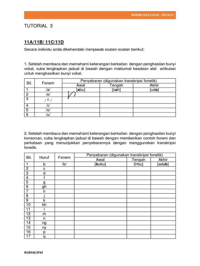 BMMB3183 - Tutorial 3 | PDF
