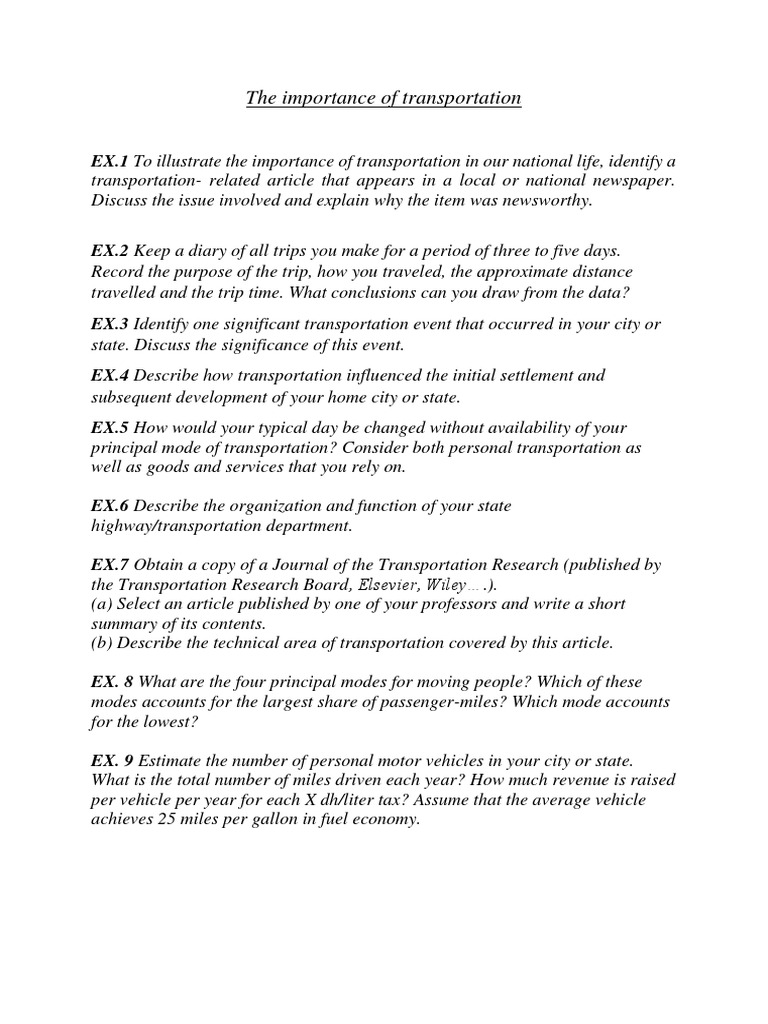 The Importance of Transportation | PDF