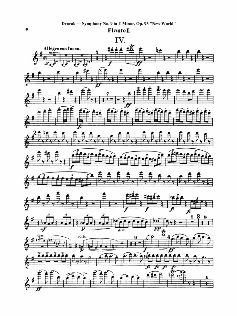 Dvorak - Symphony No. 9, Mvt. 4 (Flute 1 & 2) | PDF