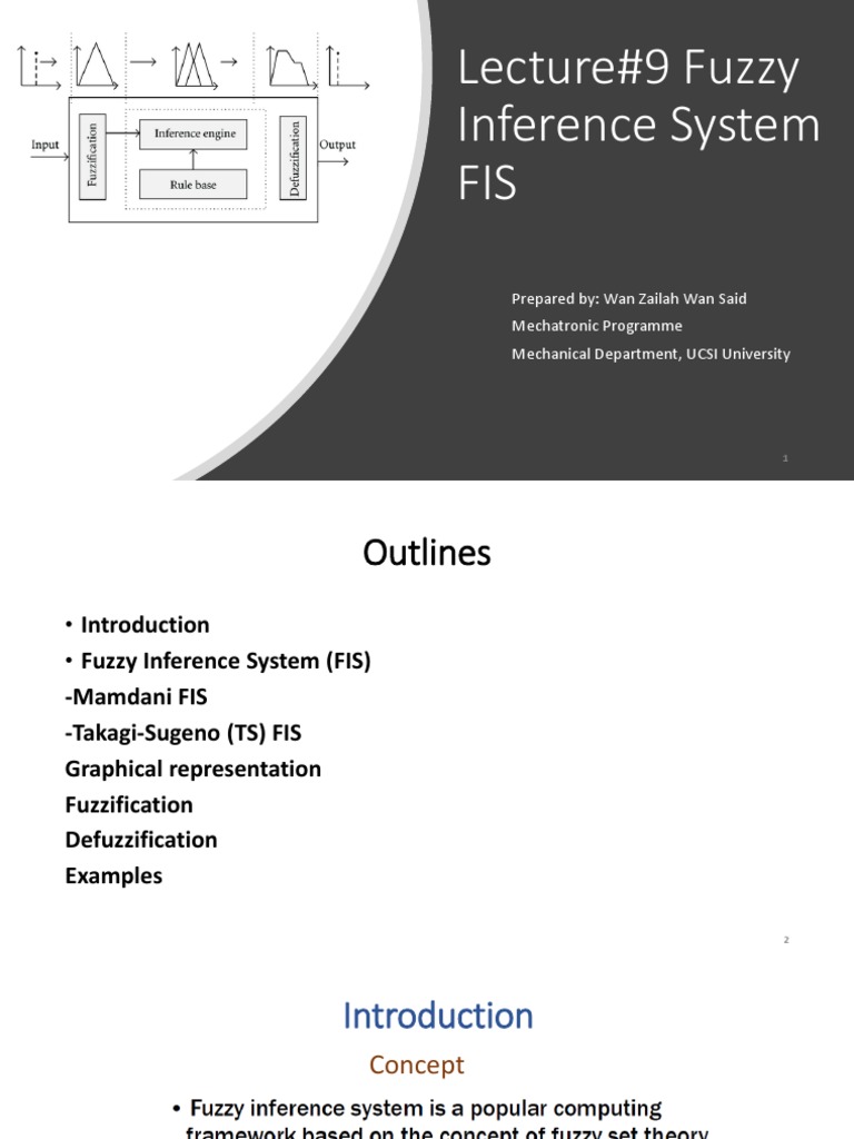 Lecture 9 Fuzzy Inferences System Fis Jan2020 Pdf Pdf