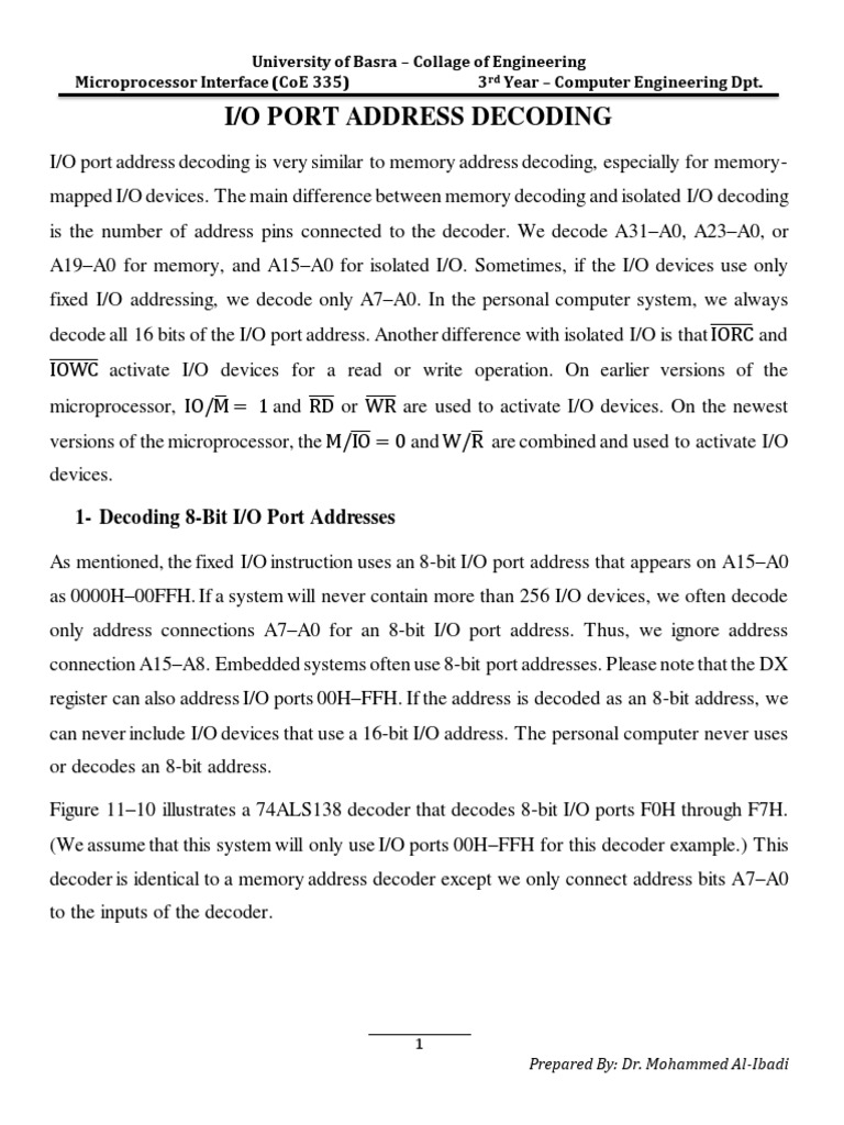 Io Port Address Decoding | PDF