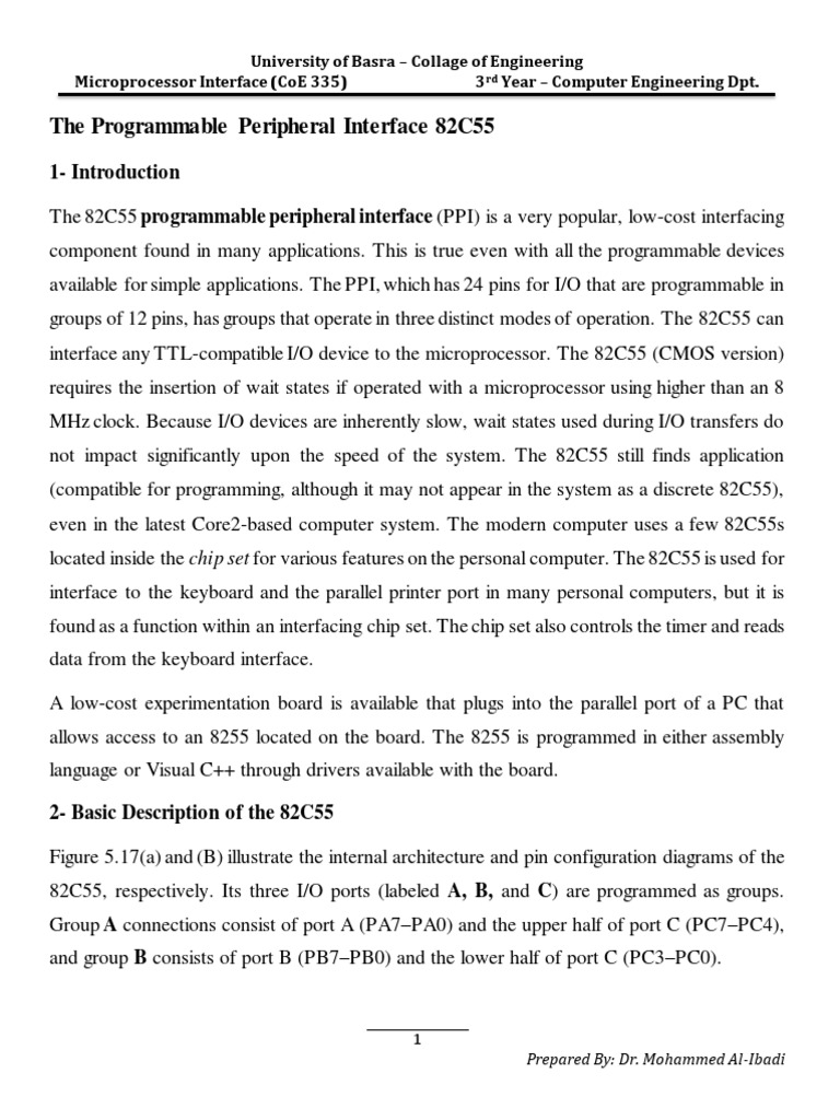 The Programmable Peripheral Interface 82C55 | PDF