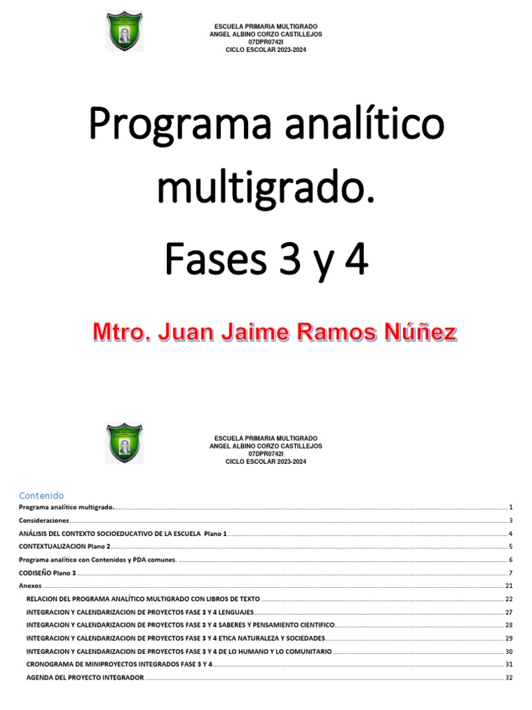 Programa Analitico Multigrado Feria de La Salud I | Descargar gratis PDF | Alimentos | Educación ...