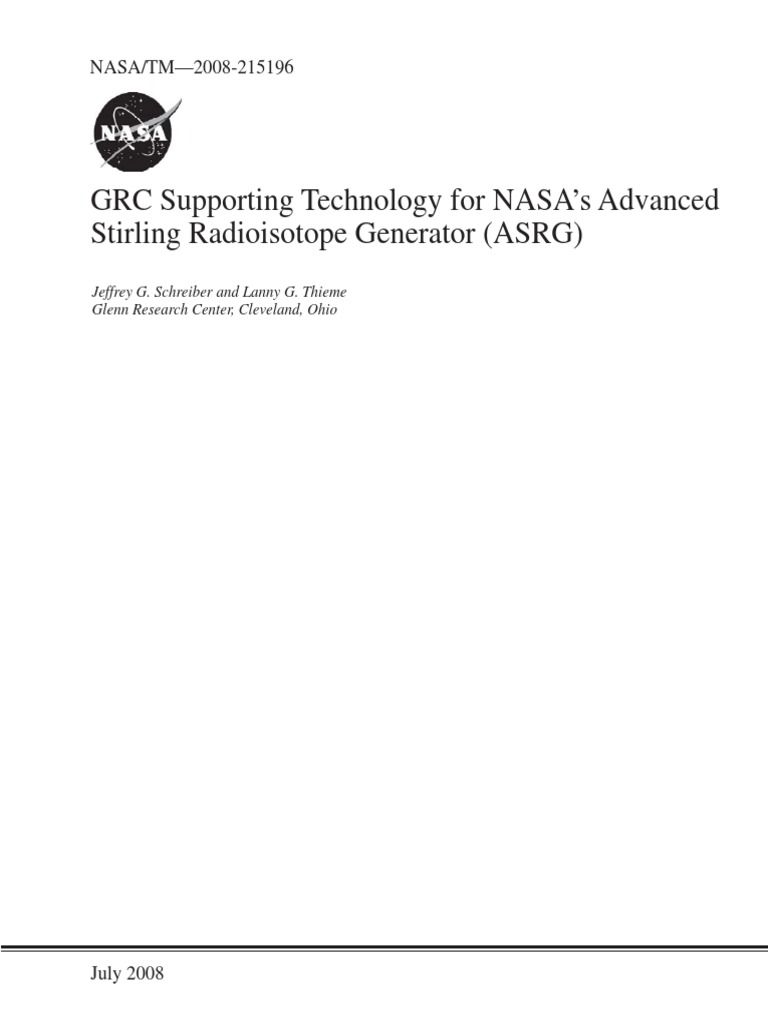 GRC Supporting Technology For NASA's Advanced Stirling Radioisotope ...