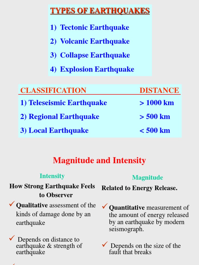 Earthquake Classification and Magnitude | PDF | Science & Mathematics