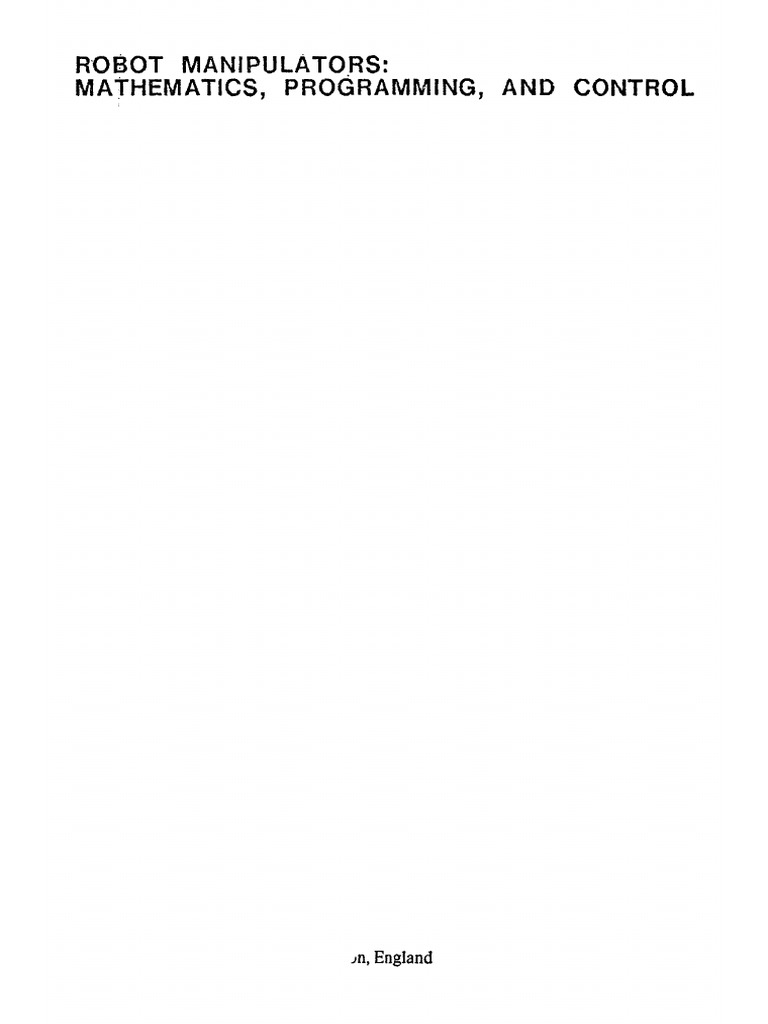 Robot Manipulators - PAUL (1981) | PDF