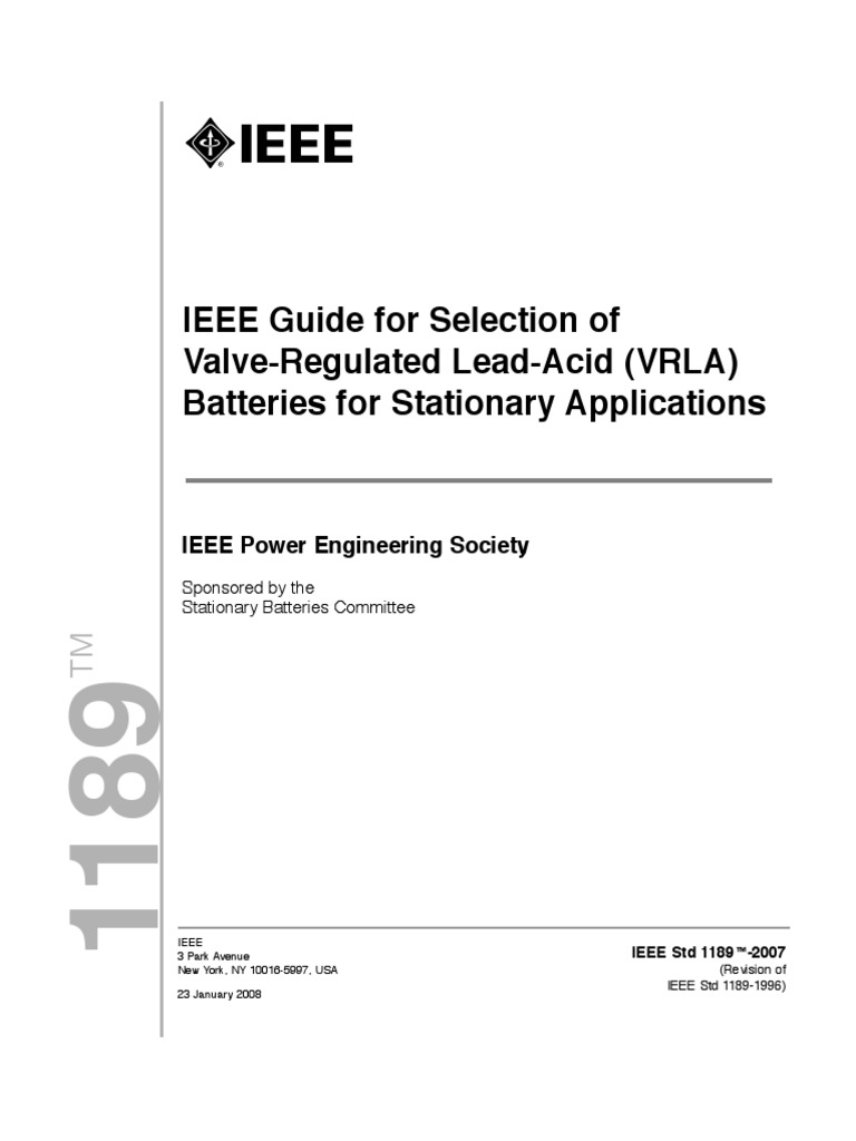 IEEE Guide For Selection of Valve-Regulated Lead-Acid (VRLA) Batteries ...