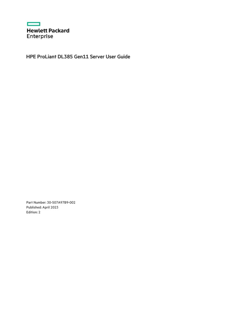 HPE ProLiant DL385 Gen11 Server User Guide | PDF