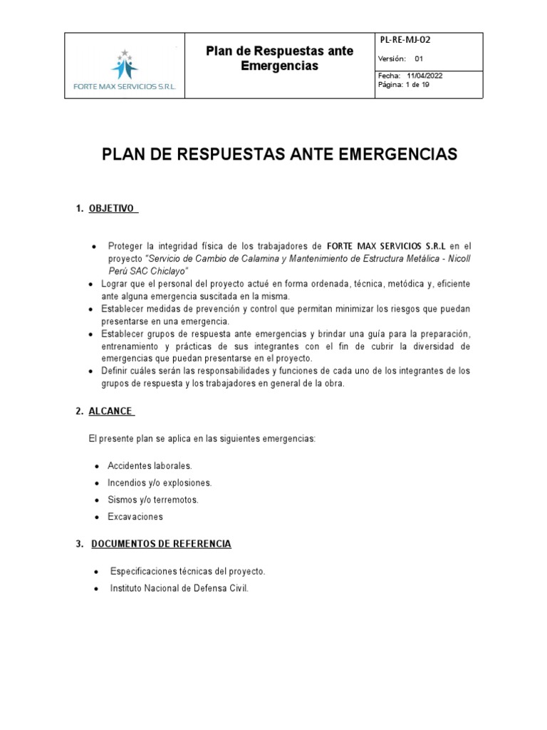 5 Plan De Respuesta Ante Emergencias Pdf