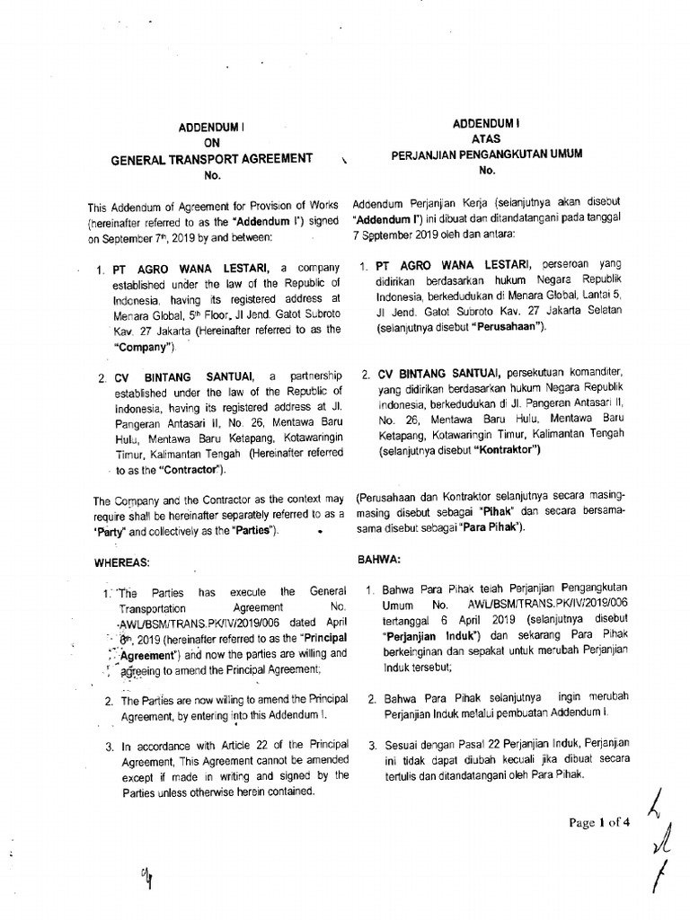 SPK Addendum PK CV Bintang Santuai | PDF