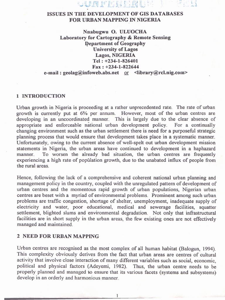 Issues in The Development of GIS Databases For............. | PDF