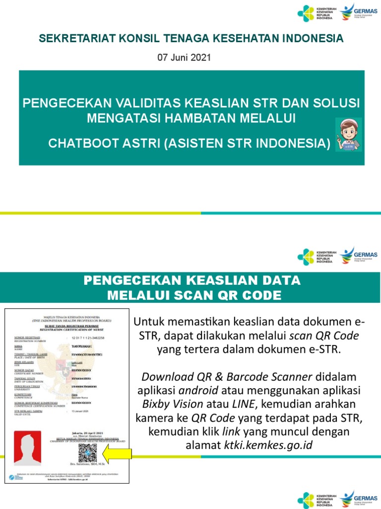 Pengecekan Autentifikasi ESTR Dan Chatbot ASTRI | PDF