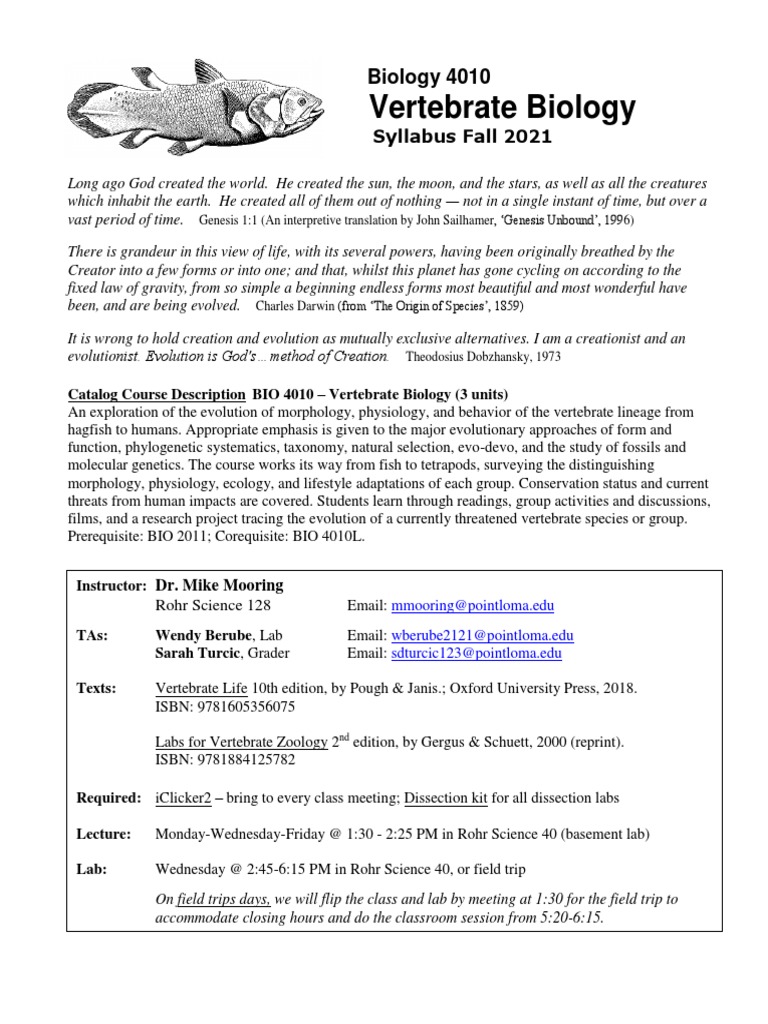 BIO4010 Vertebrate Biology | PDF