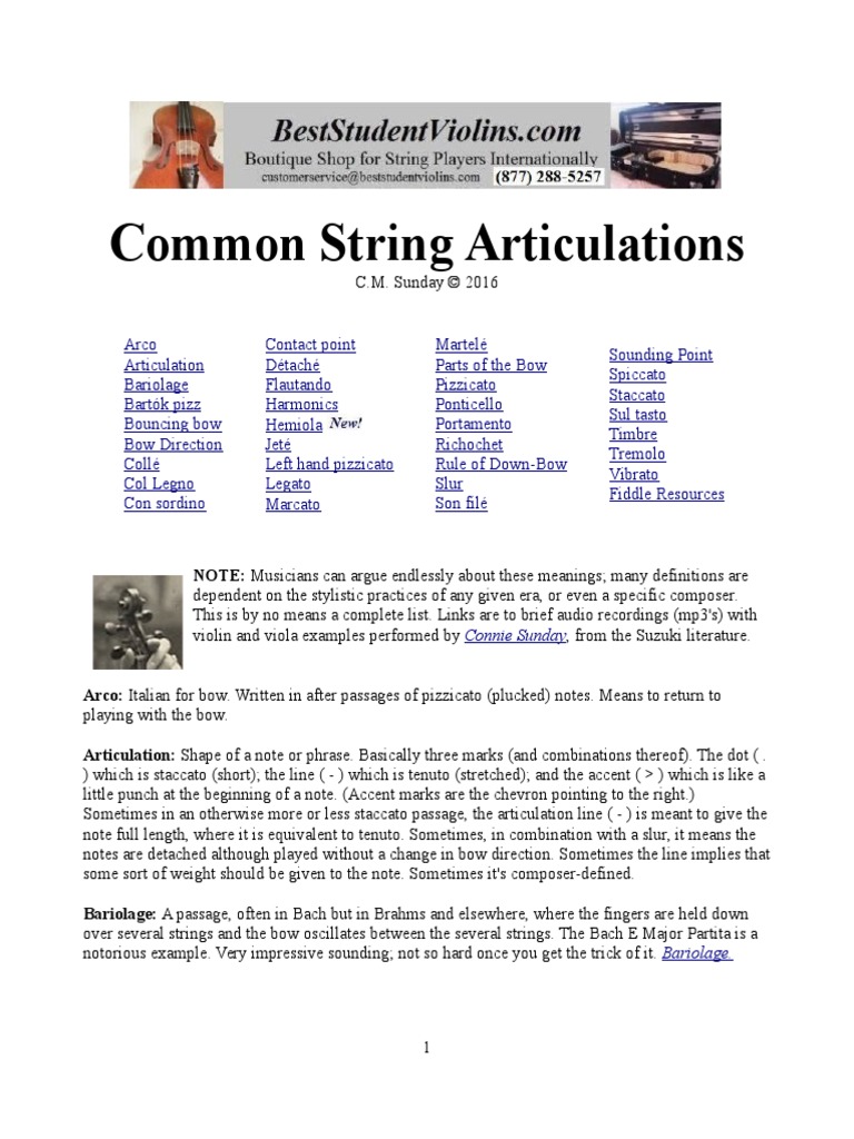 Articulations | PDF | Violin | String Instruments